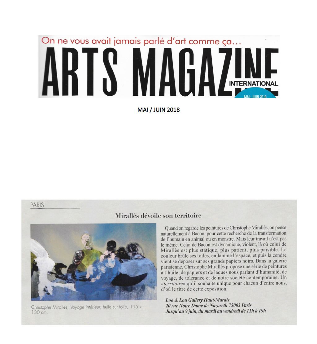 CHRISTOPHE MIRALLES, « Territoire Unique », Arts Magazine, May/June ...