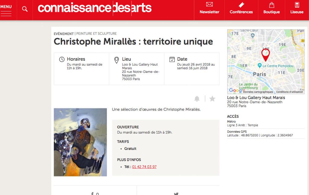 CHRISTOPHE MIRALLES, « Territoire unique », Connaissance des arts, June ...